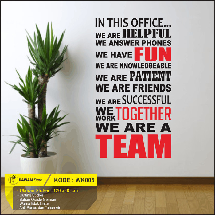 Jual CUTTING STICKER DINDING WALL STICKER DEKORASI KANTOR WE ARE TEAM ...