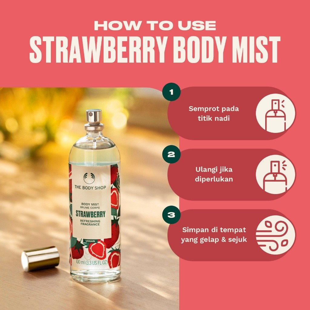 Jual The Body Shop Strawberry Body Mist 100ml | Shopee Indonesia