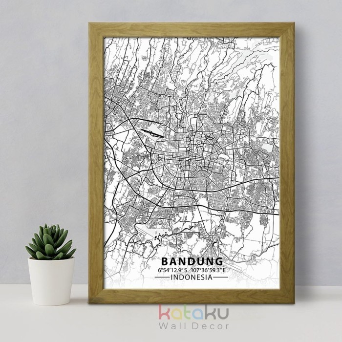 Jual Bandung City Map Art Hiasan Dinding Poster Peta Bandung Wall Decor ...