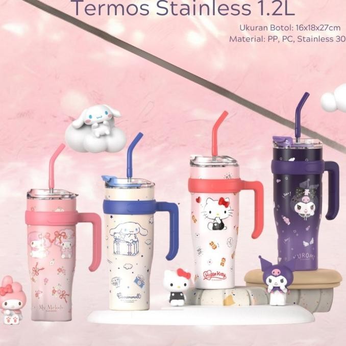 Jual Botol Minum Termos Tumbler Karakter Sanrio Anak 304 Stainless Steel 1200 mL Cinnamoroll ...