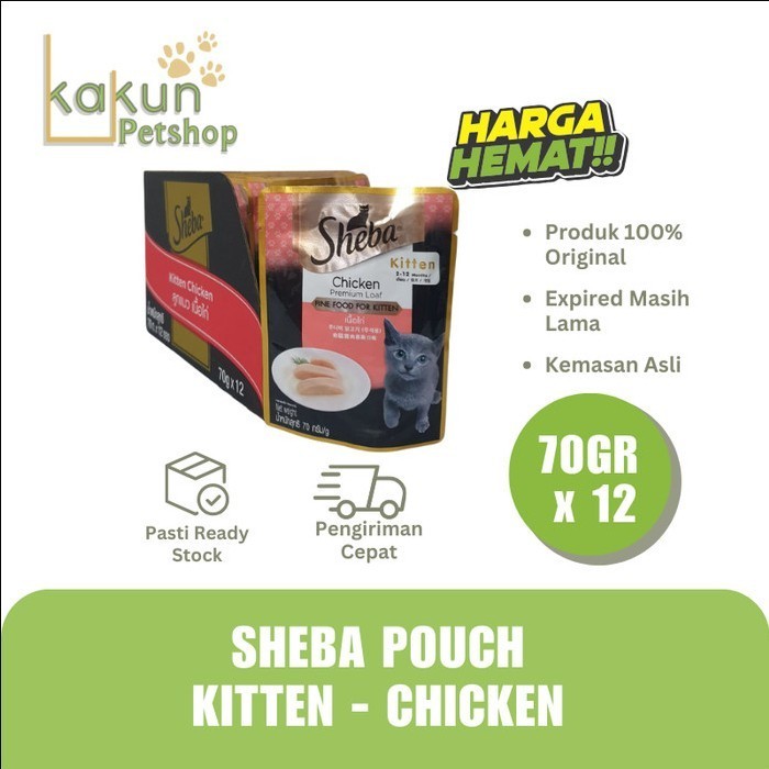 Jual Sheba Pouch Kitten Chicken 70Gr (1 Box Isi 12 Pcs) | Shopee Indonesia