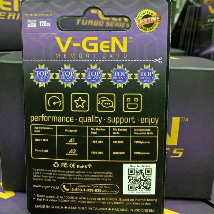 Jual V-Gen Micro Sd Vgen 128Gb Class 10 Turbo Series Micro Sd Hc ...
