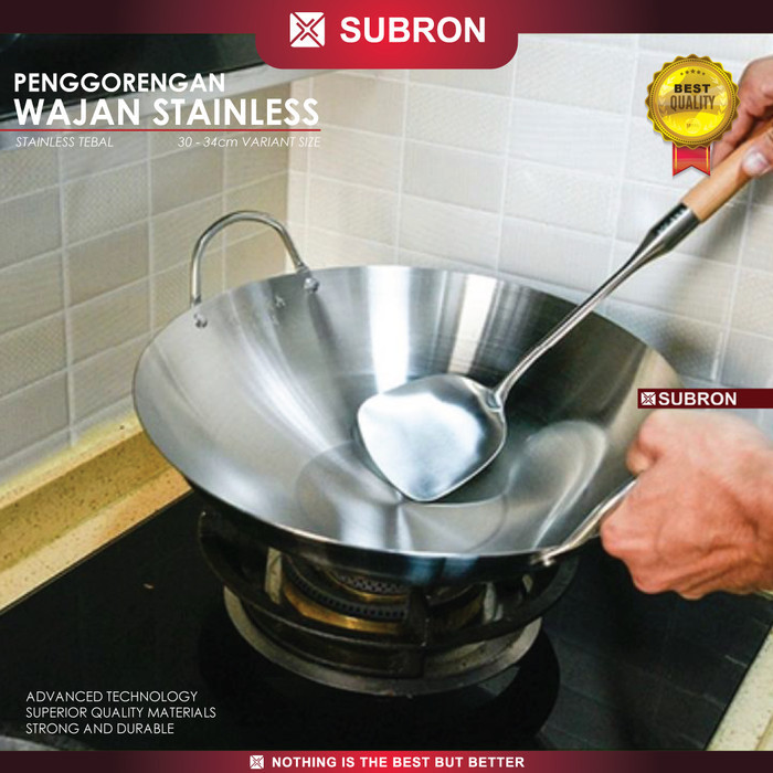Jual Subron Wajan Penggorengan Stainless Steel Tebal Wok Kuali 36 38 ...