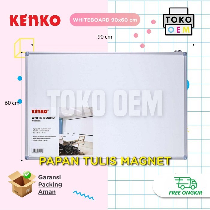 Jual KENKO MAGNETIC WHITE ARD PAPAN TULIS MAGNETIK 90 x 60 cm | Shopee ...