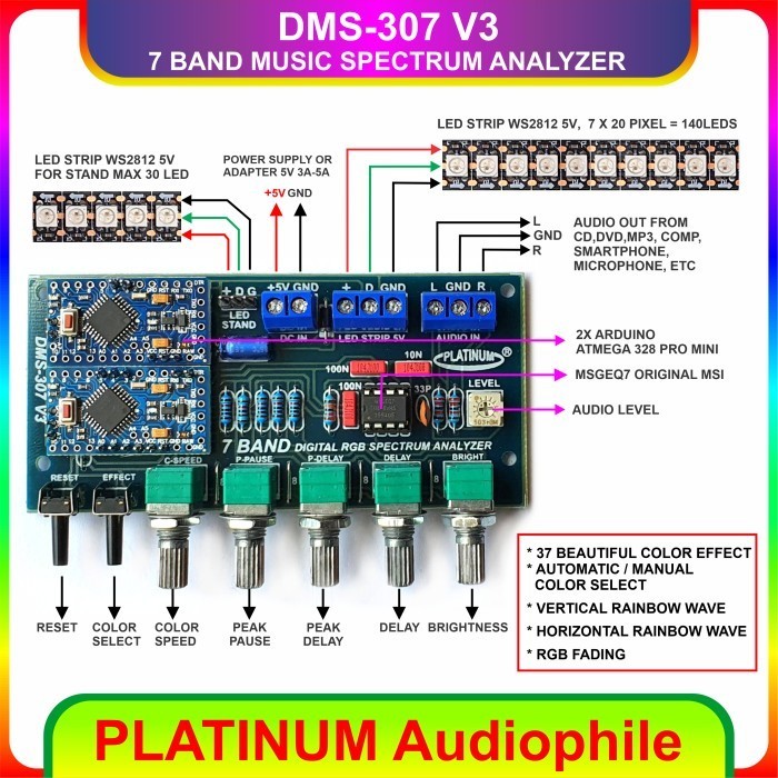 Jual Spectrum Analyzer Modul Dms 307 V3 7 Band Music Analyzer Shopee