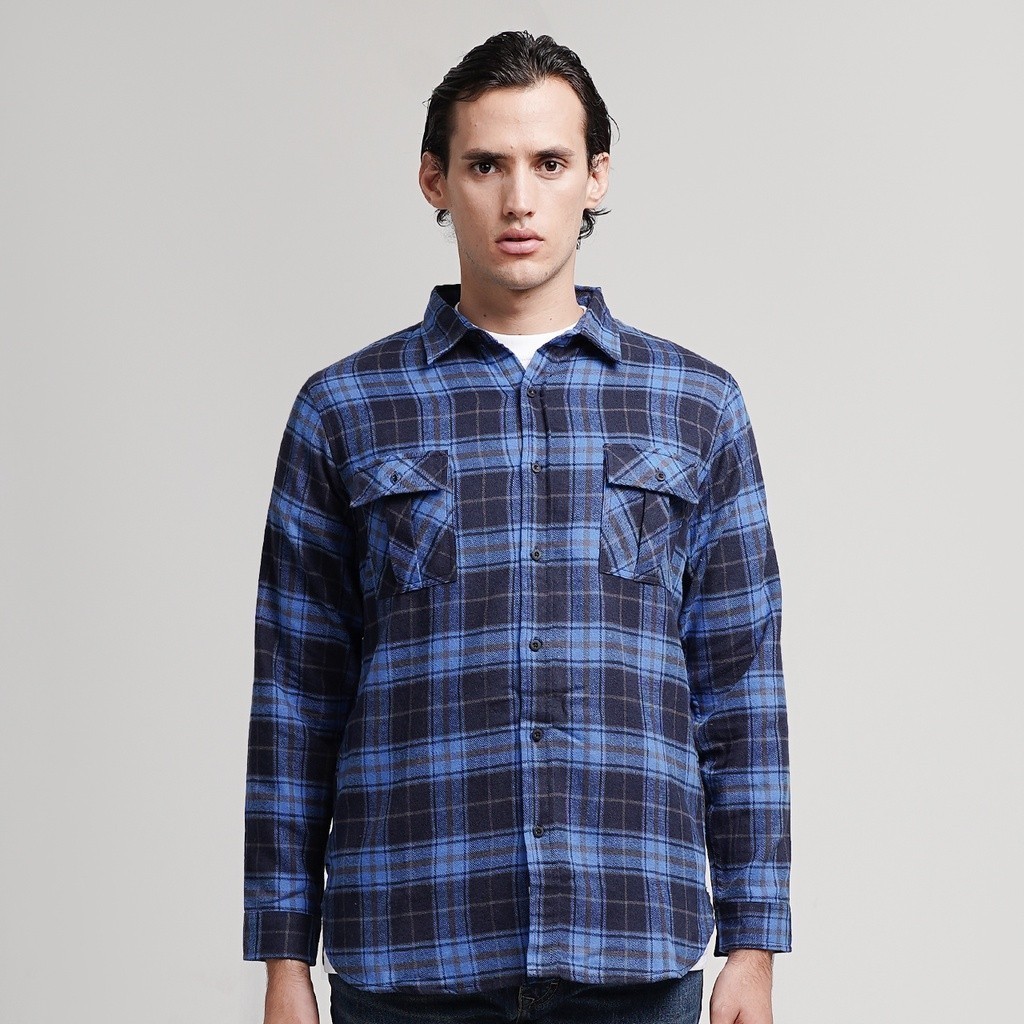 Jual Lee Cooper Flannel Shirt Kyle Blue | Shopee Indonesia