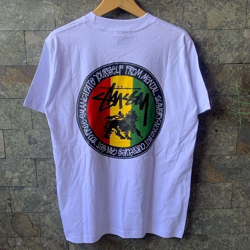 Jual Stussy Reggae Lion Logo White Tshirt Short Sleeve Original Size L ...
