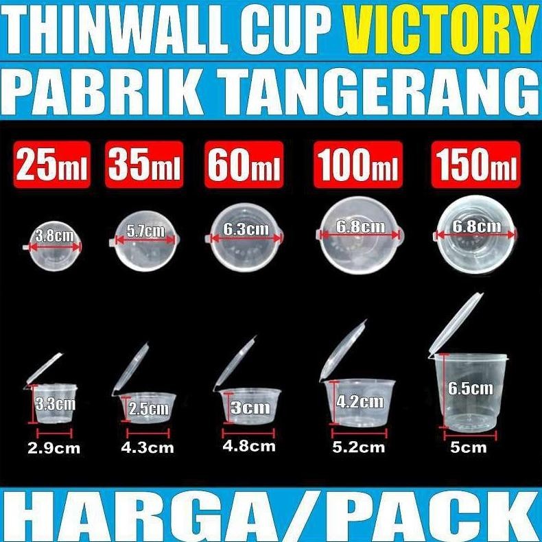 Jual Thinwall Cup 25Ml 35Ml 60Ml 100Ml 150Ml Per Pack Bulat Cup Sambel ...