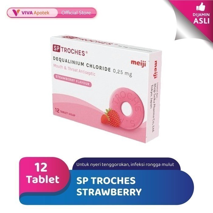 Jual SP Troches Strawberry Antiseptik Mulut & Tenggorokan (12 Tablet ...