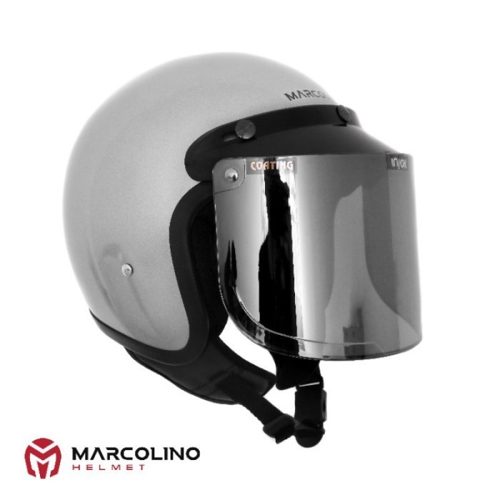 Jual Helm Bogo Retro Marcolino Silver Glossy Sni Flat Visor By Jmc ...