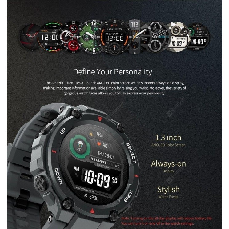 Jual Amazfit T Rex Smartwatch Gps Military Std Smart Watch T-Rex Trex Ori - Trex Pro- Black, Fre ...