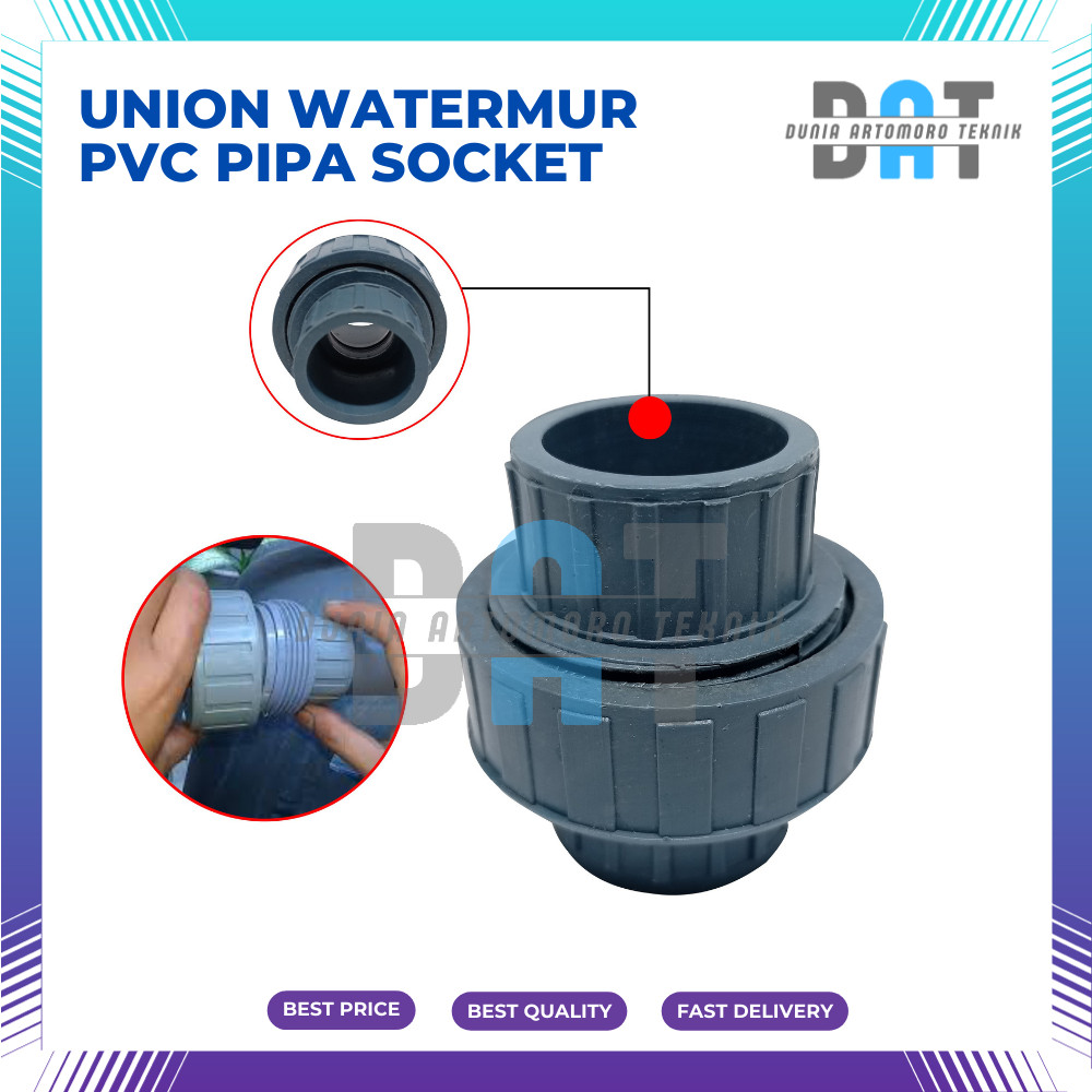 Jual 1/2" Fitting Watermur PVC Union Water Mur Pipa Socket Connection ...
