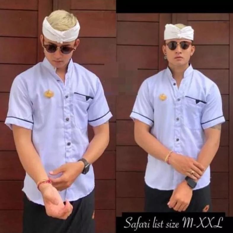Jual Safari list hitam/baju adat/kemeja cowok/semi safari bali/atasan ...