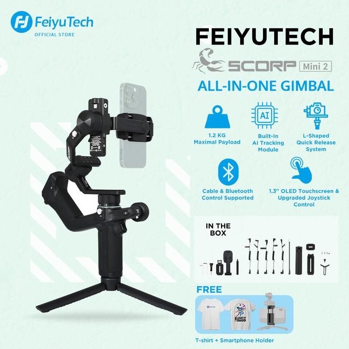 Jual FEIYU SCORP MINI 2 NEW ALL-IN-ONE GIMBAL WITH BUILT-IN AI TRACKER ...