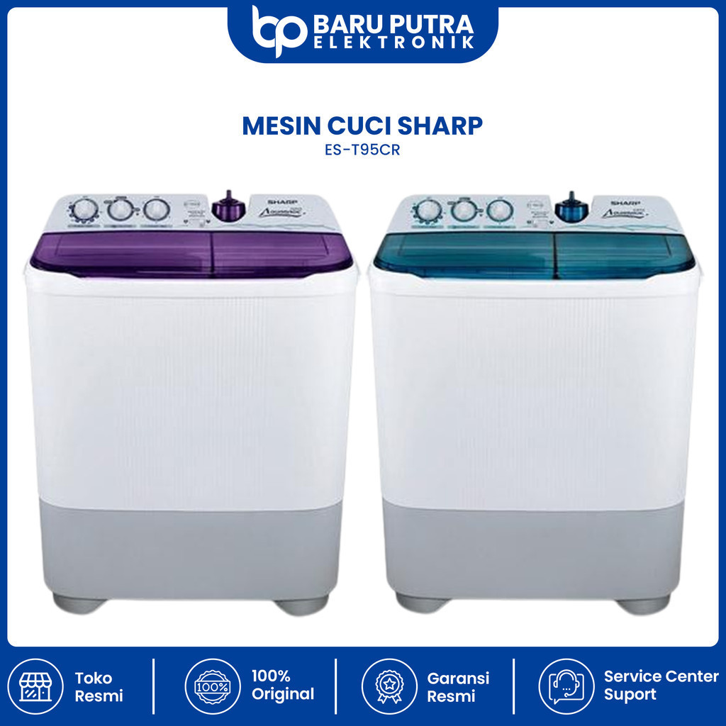 Jual Sharp ES-T95CR Mesin Cuci | Washing Machine 2 Tabung | Twin Tube 9Kg Biru / Blue Low Watt ...