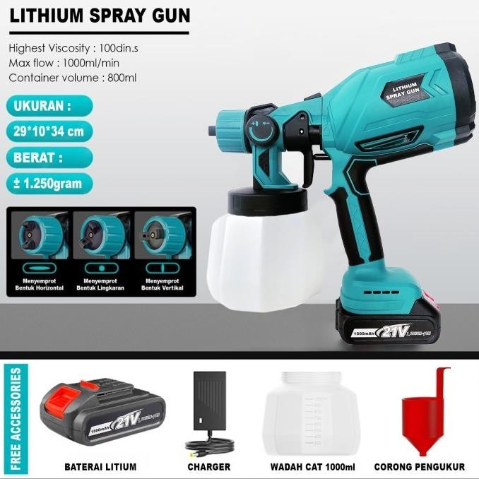Jual Mesin Cat Dinding/Lithium Spray Gun Alat SprayElektik Serbaguna ...
