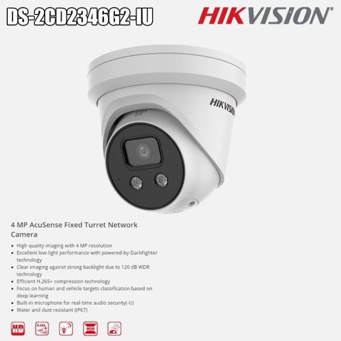 Jual Hikvision Ip Camera Cctv Acusense Exir Turret 4Mp Ds-2Cd2346G2-Iu | Shopee Indonesia