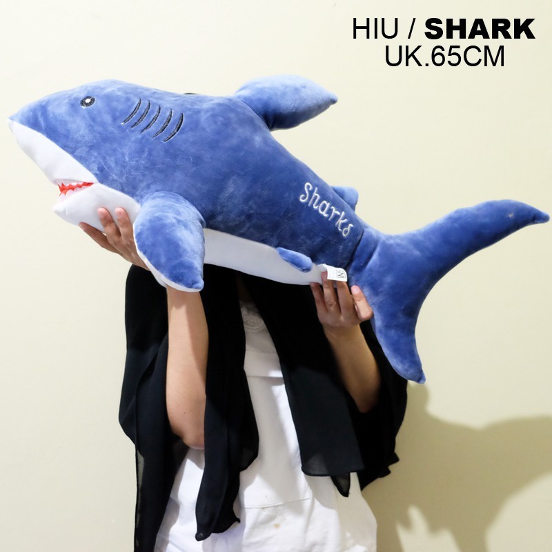 Jual boneka ikan hiu shark besar 45cm lembut banget animal laut ...