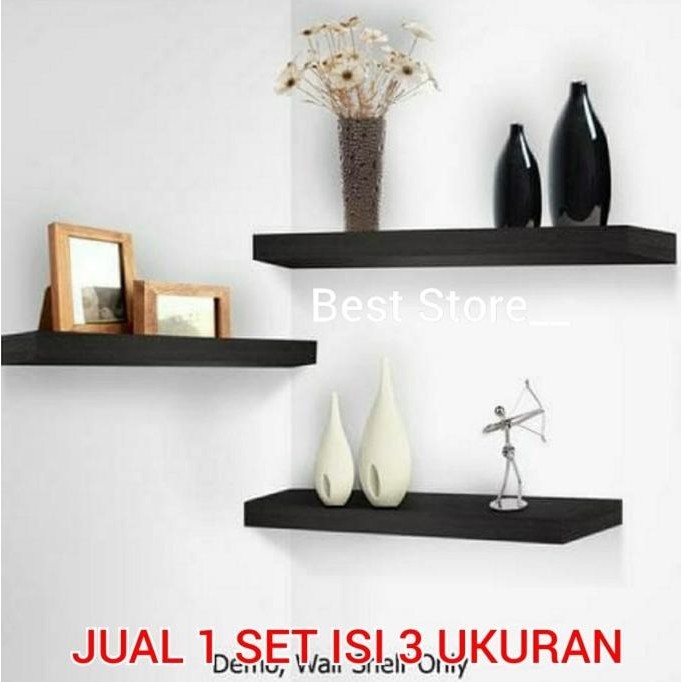 Jual Rak Ambalan Melayang Floating Shelf 1 Set isi 3 Ukuran | Shopee ...