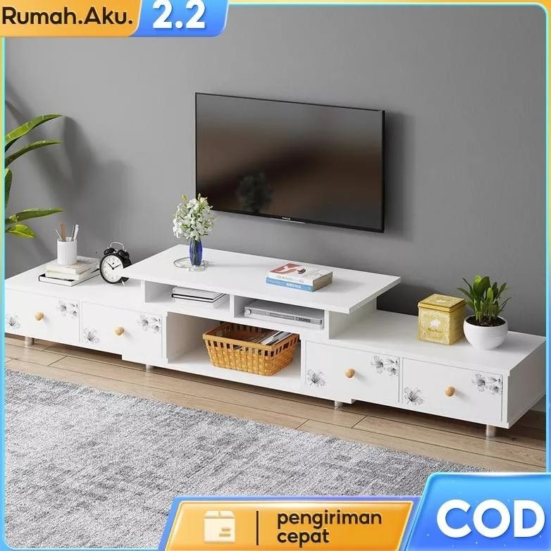 Jual RA Meja TV Kayu Minimalis Adjustable / Kabinet TV Aesthetic / Rak ...