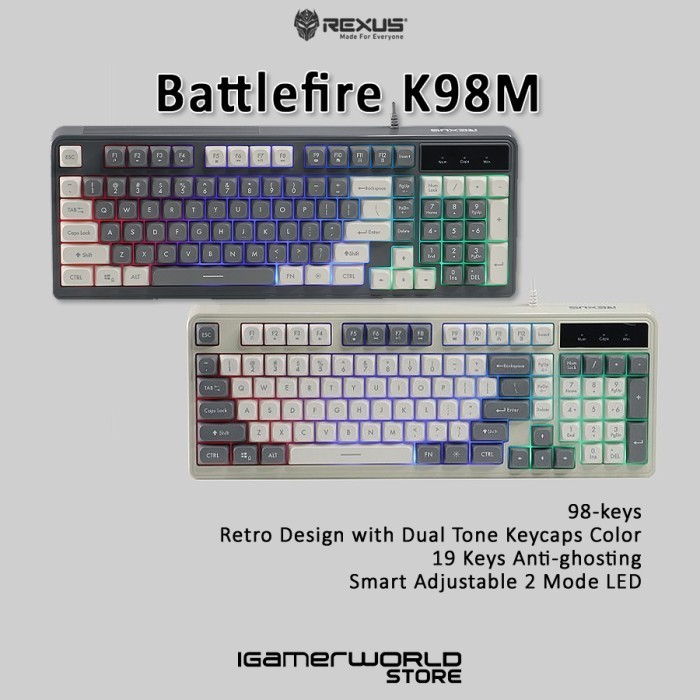 Jual Rexus Battlefire K98M Fullsize Membrane Gaming Keyboard | Shopee ...