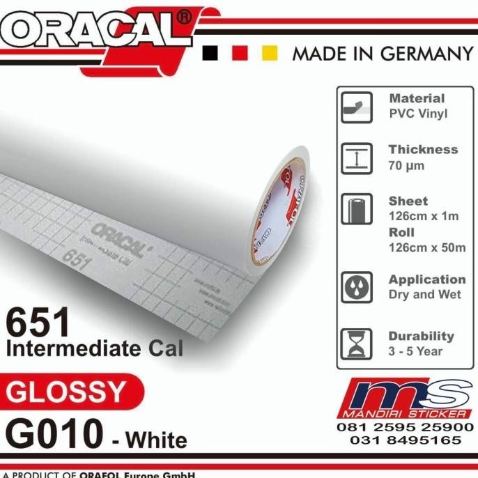 Jual Sticker ORACAL 651 - G010 White Gloss Cutting Stiker (Meteran) | Shopee Indonesia