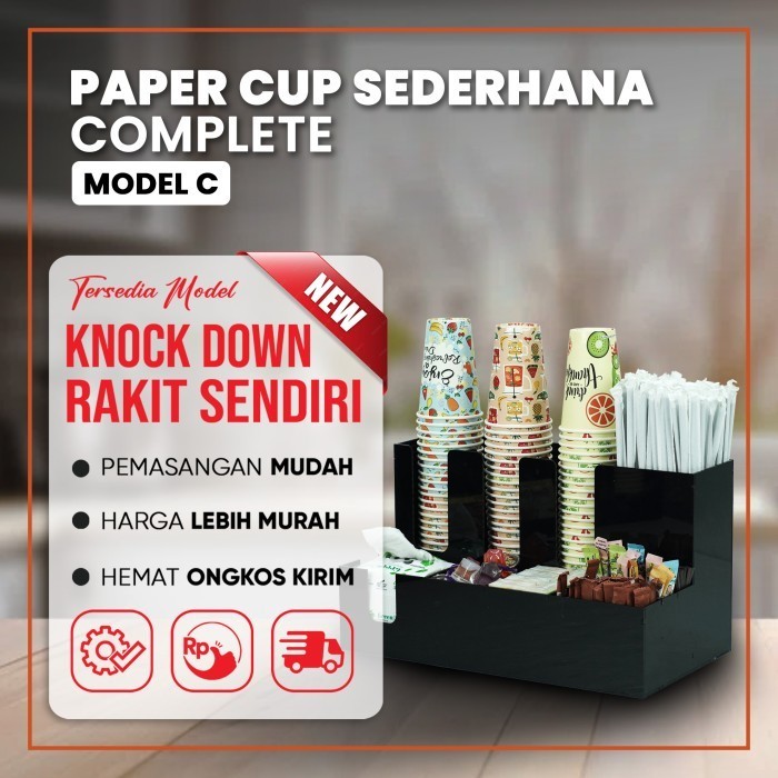 Jual Rak Akrilik Paper Cup Holder Sederhana Complete Model C | Shopee ...