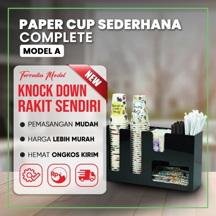 Jual Rak Akrilik Paper Cup Holder Sederhana Complete Model A | Shopee ...