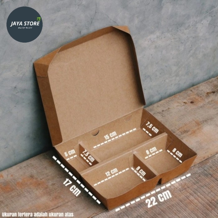 Jual Paper Lunch Box sekat 4 Tebal dan Laminasi luar/Dalam Kotak makan krts K02 | Shopee Indonesia