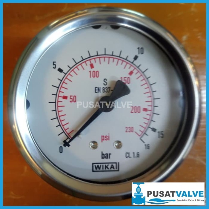 Jual Wika Pressure Gauge / Manometer Range 16 Bar 2Nd Scale Psi Cbm ...