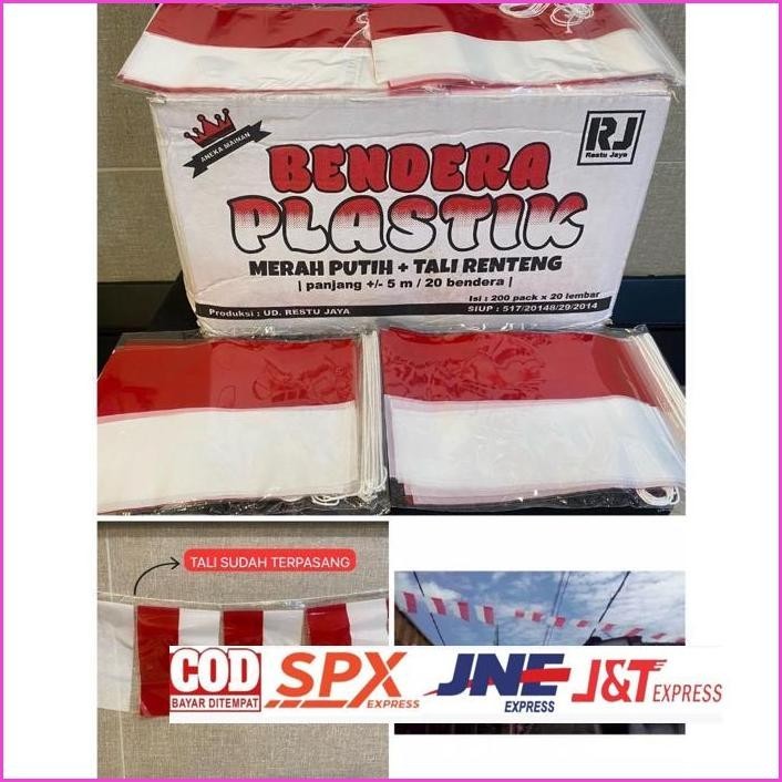 Jual Original Bendera Plastik Merah Putih Isi 20 Helai Bendera Panjang ...
