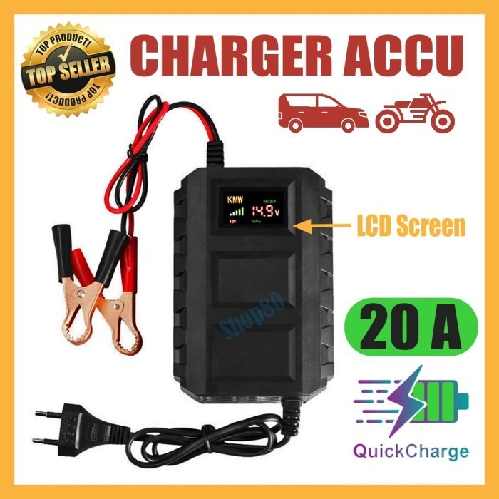 Jual Charger Accu Otomatis 12V 10A / 20A Alat Cas Casan Aki Motor Mobil ...