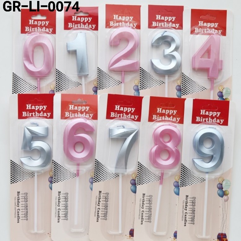 Jual GR-LI-0074 Lilin ulang tahun angka nomer diamond pink biru metalik ...