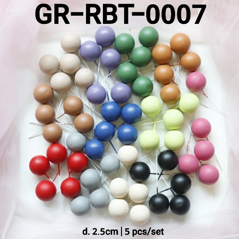 Jual GR-RBT-0007 Cake topper hiasan kue bola doff matte 2.5cm vintage ...
