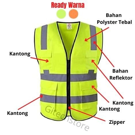 Jual IQR-914 Rompi Safety Kantong Polyster Safety Vest Rompi Reflektif ...