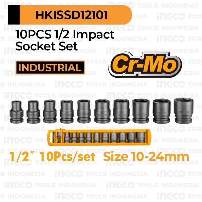 Jual Ingco Mata Impact Wrench Set 10-Pcs 1/2" / Deep Impact Socket Set ...