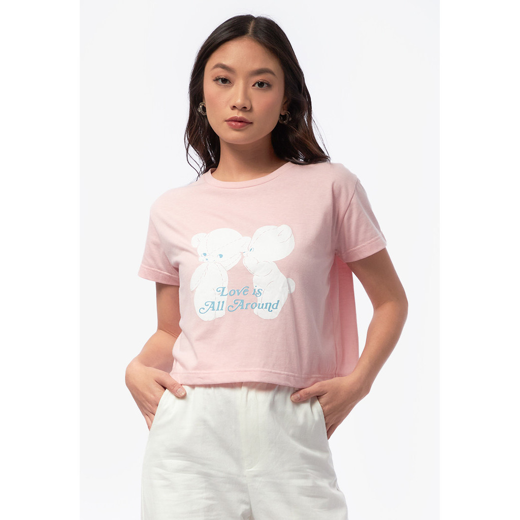 Jual COLORBOX Short Sleeve Graphic Boxy T-Shirt Lt. Pink | Shopee Indonesia
