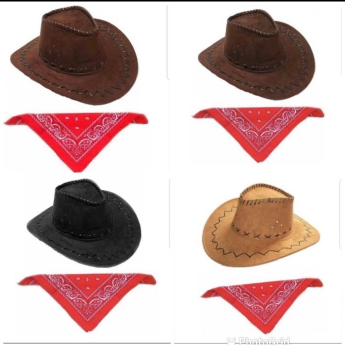 Jual Topi Set Koboi Cowboy Ranch Hat Scart Set Costume Cowboy Ranch Hat ...
