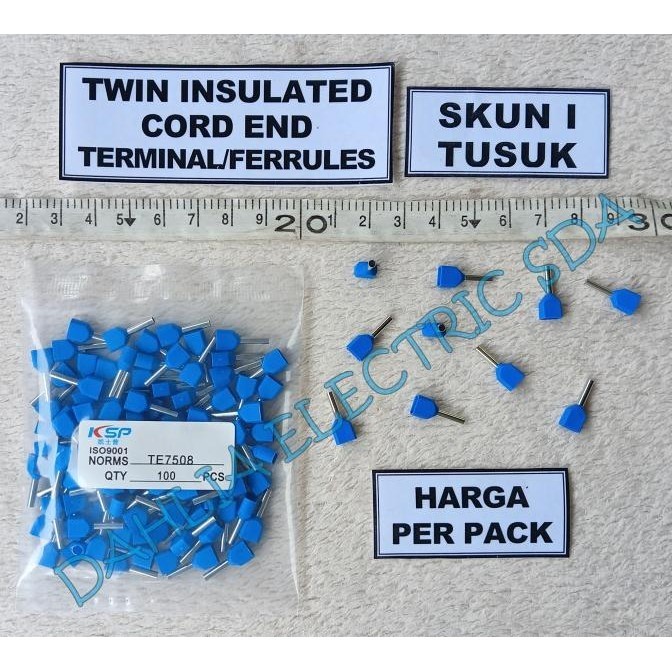Jual /////] Skun I FERRULES 2 KABEL TE7508 BIRU 1 PACK (100 PCS ...