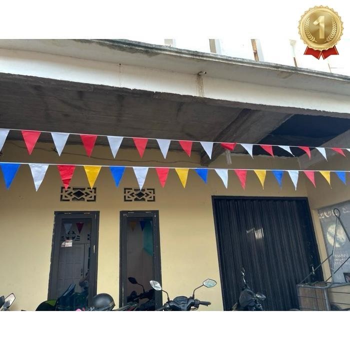 Jual Hot Promo Bendera Segitiga Renteng Merah Putih & Warna Warni 5 Meter / Bahan Kain Bendera ...