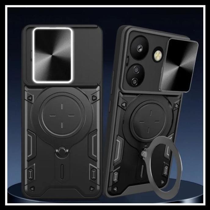 Jual Xiaomi Poco C65 Pattern Armor Ring Magnetic Case Hard Casing Cover ...