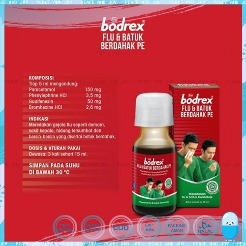 Jual BODREX FLU BATUK BERDAHAK PE SYRUP 60 ML MENGATASI NYERI DEMAM ...