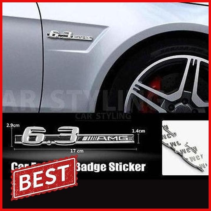 Jual [FNC] EMBLEM METAL STICKER MERCEDES BENZ 6.3 AMG LOGO 3D SILVER ...