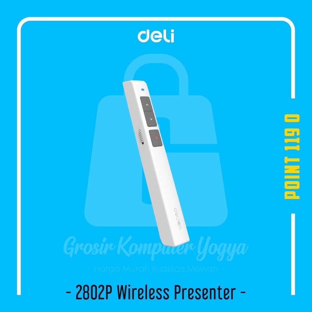 Jual DELI 2802P Red Light 100M Wireless Presenter Laser Pointer ...