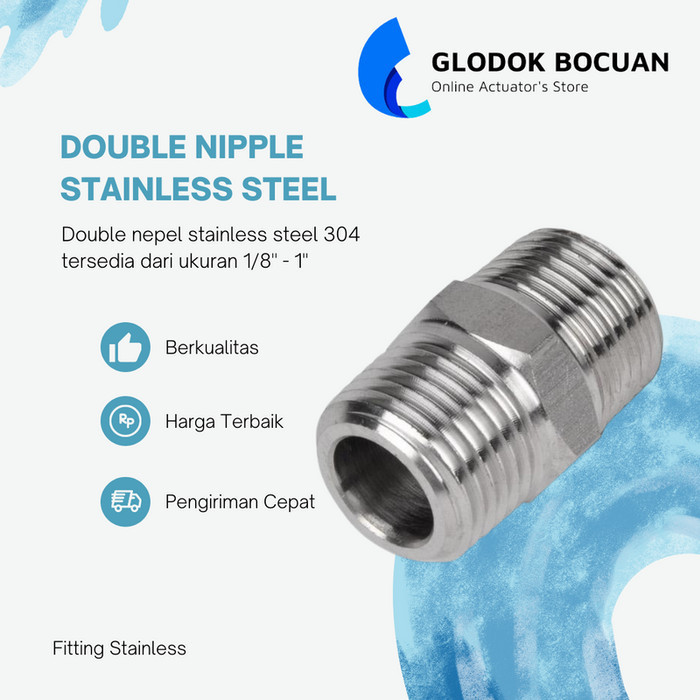 Jual 1/2" Double Nepel Stainless Steel 1/2" | Shopee Indonesia