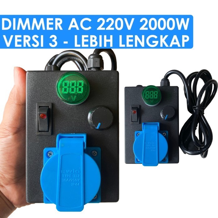Jual Dimmer Ac 220V 2000 Watt Versi 3 Dilengkapi Voltmeter Dan Cover ...
