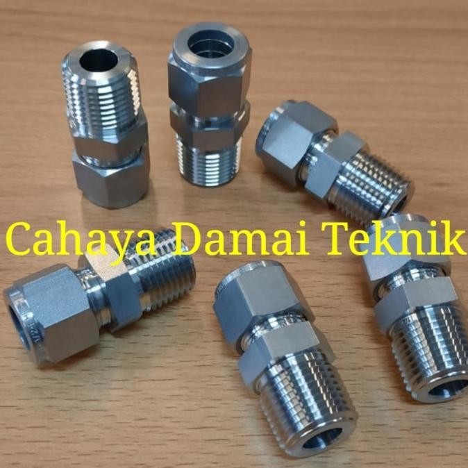Jual Male connector SS316 od 1/2" x 1/2" Npt / Fitting tube stainless | Shopee Indonesia