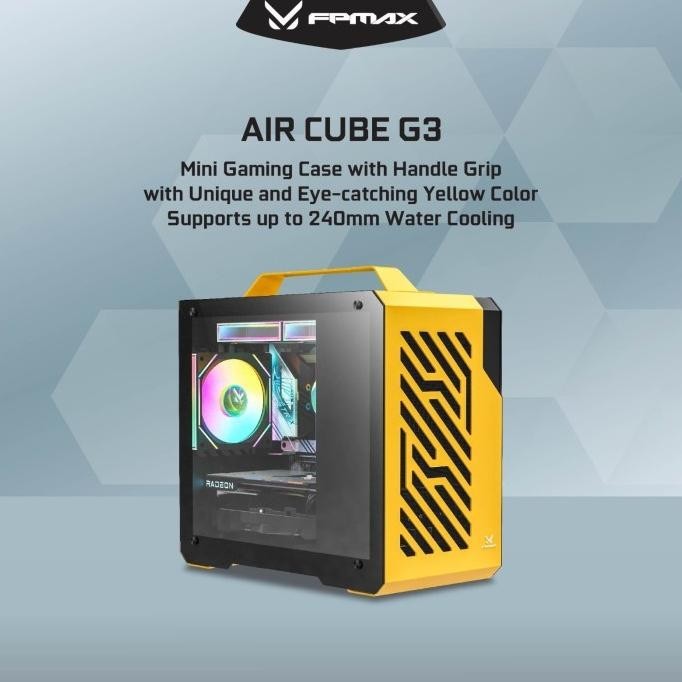 Jual CASE FPMAX AIR CUBE G3 YELLOW METAL + HANDLE + 1 FAN ARGB MATX ITX ...