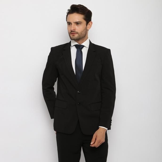 Jual Jas formal jas kantor jas nikah blazer pria jas wisuda hitam - L ...