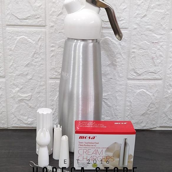 Jual Botol Whip Cream Disser 500 Ml Set Dengan Isi Cream Charger 10Pcs ...